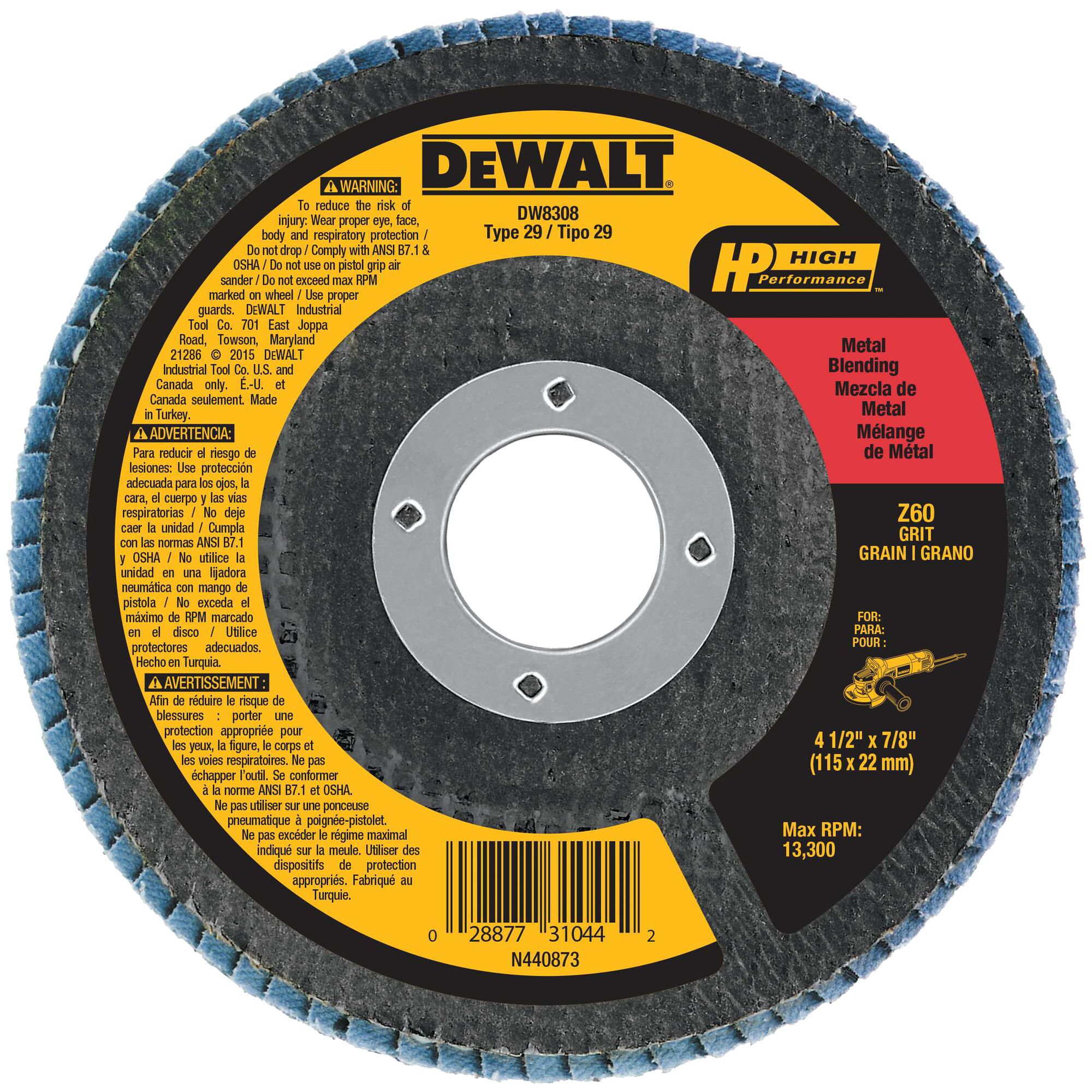 4-1/2" x 7/8" 24g Type 29 Flap Disc HP | DEWALT
